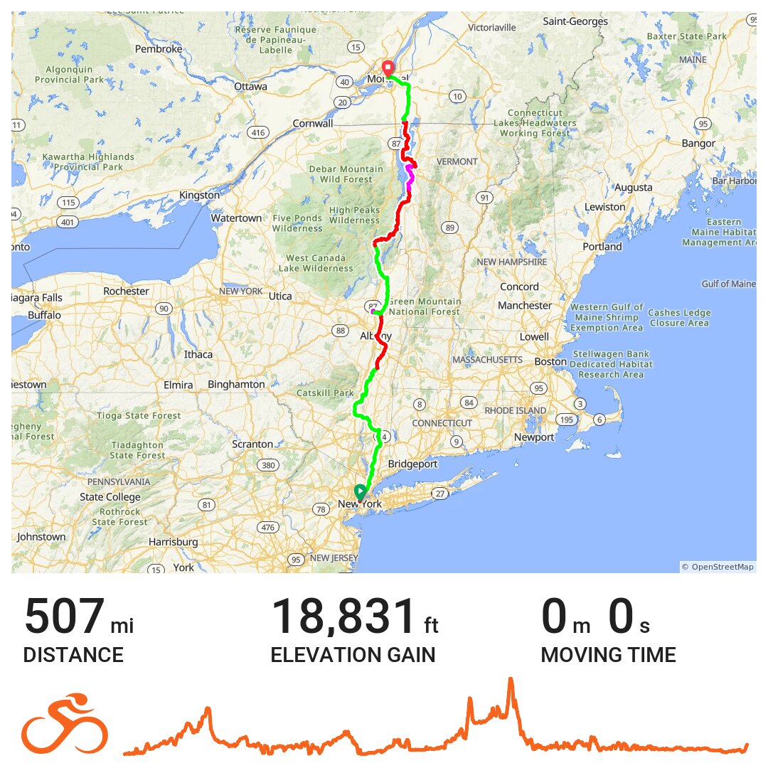 Rhythmic Riding: Manhattan, NY to Montreal, Quebec · Ride with GPS