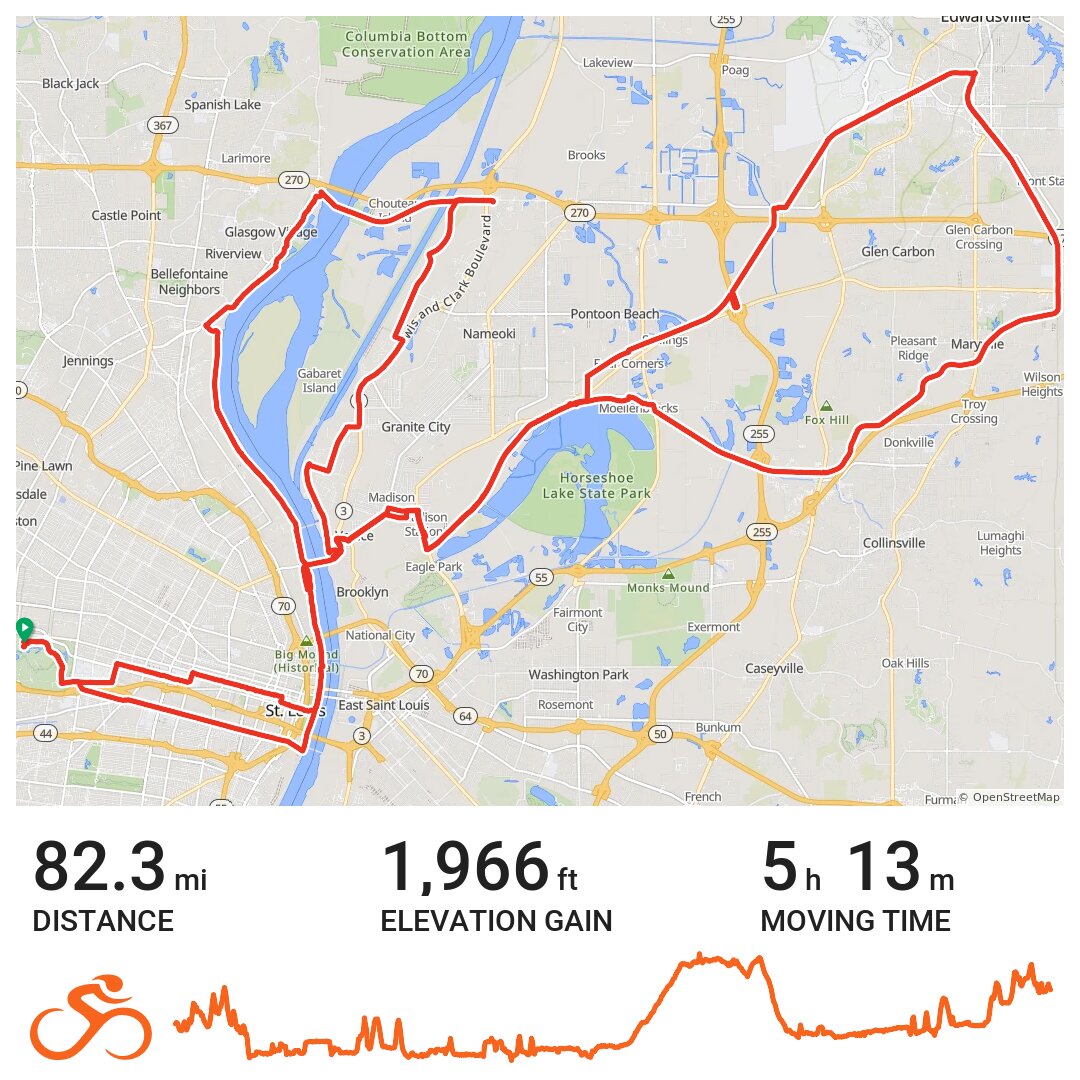 Forest Park to stl downtown to chain of rocks to Madison County Trails ...