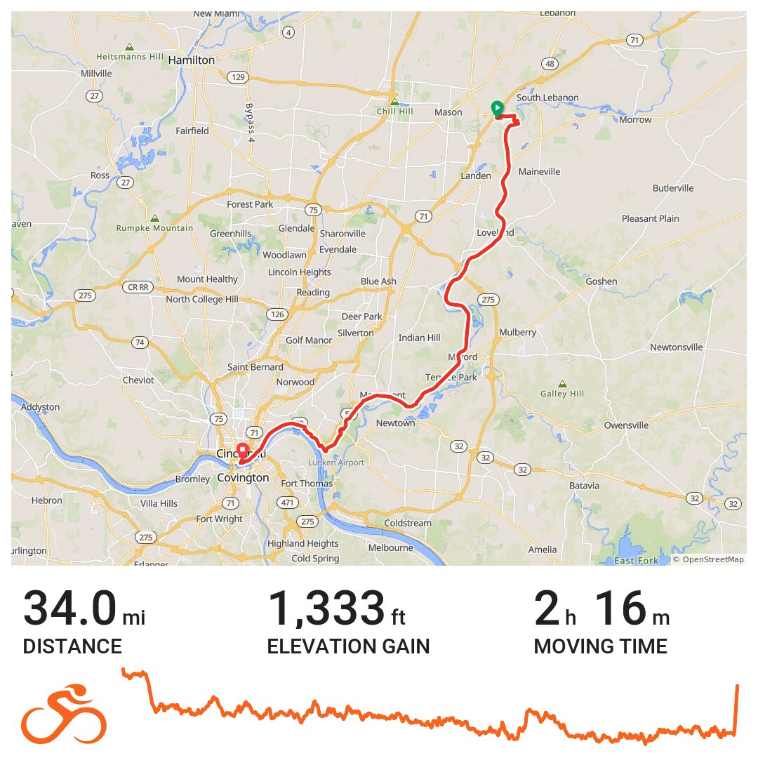Mason to Cincinnati/Ohio River · Ride with GPS