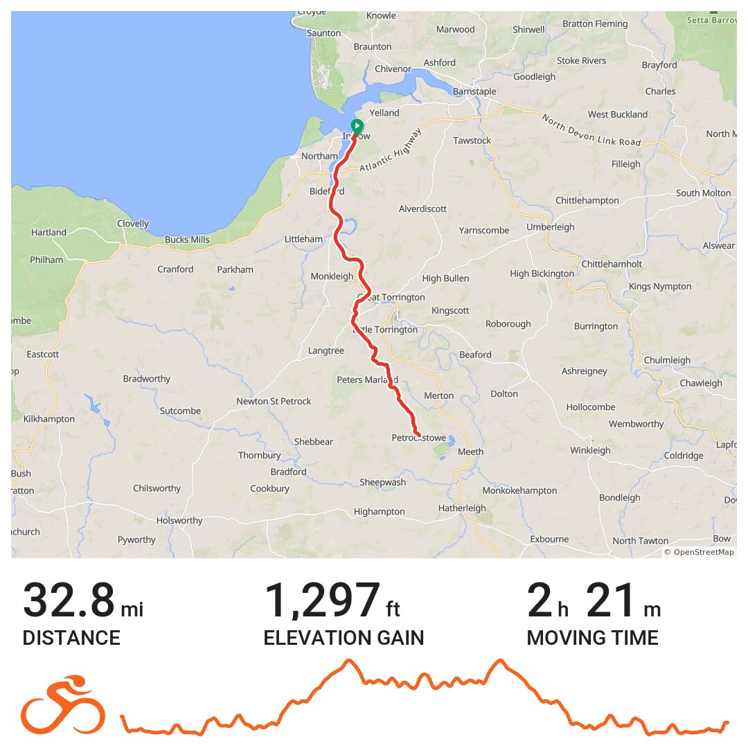 Instow Tarka Trail to Petrocstowe and back · Ride with GPS