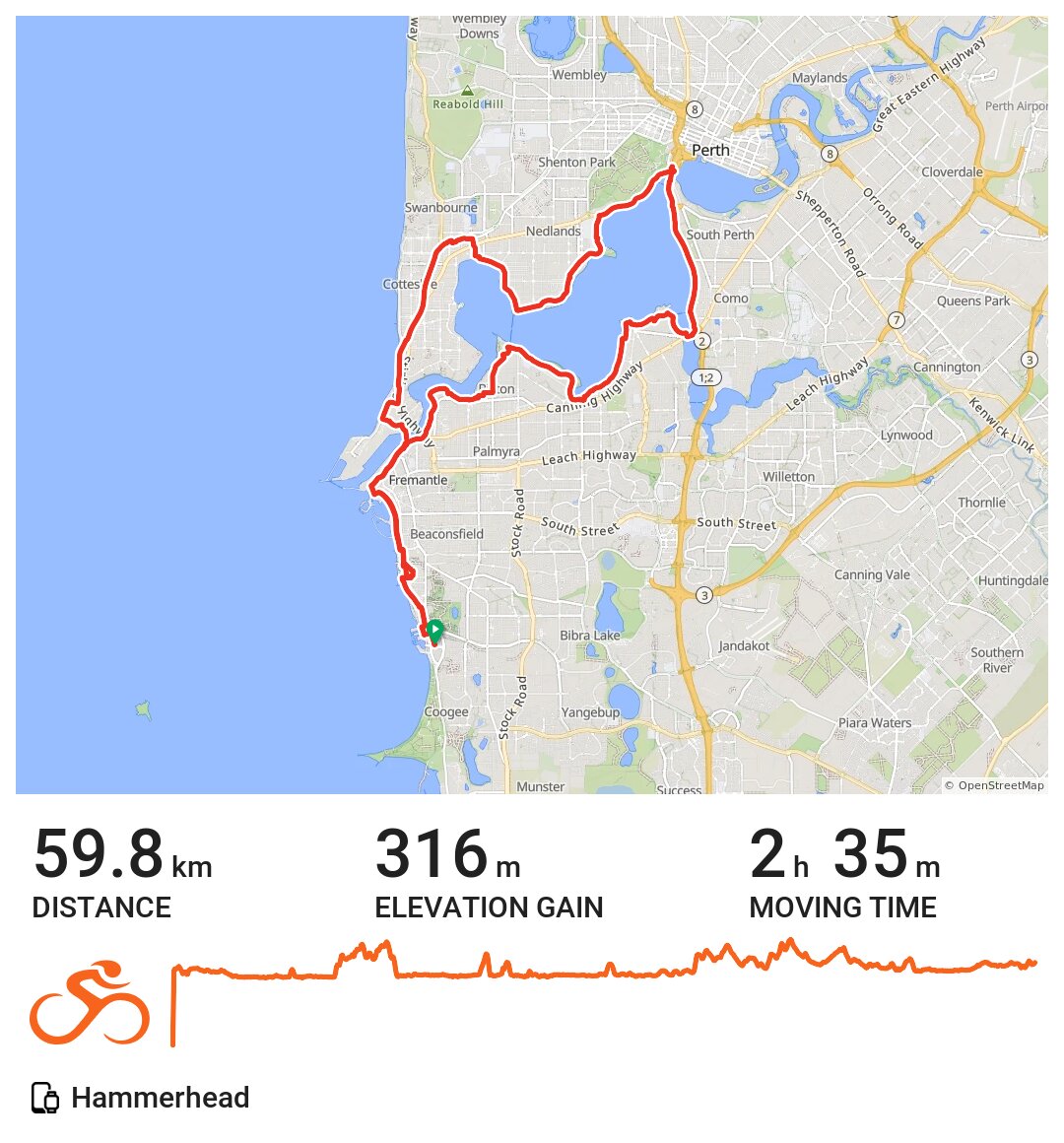 Morning Ride - A bike ride in Perth, Western Australia