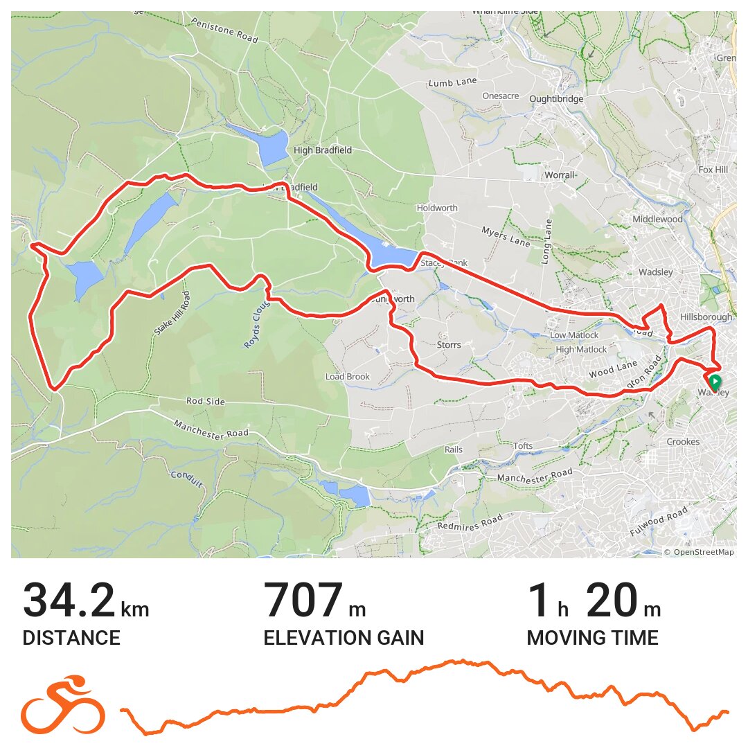 Sunset over Strines · Ride with GPS