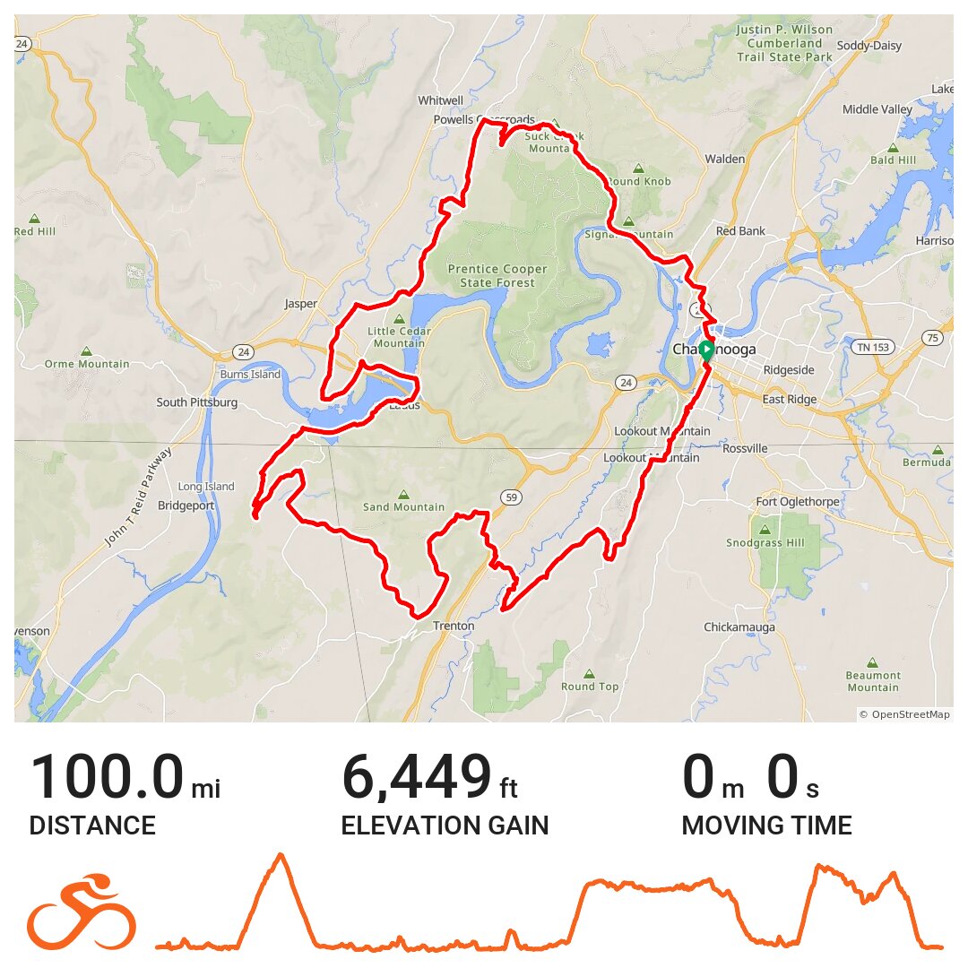 Route of Chattanooga 3 State 3 Mountain · Ride with GPS