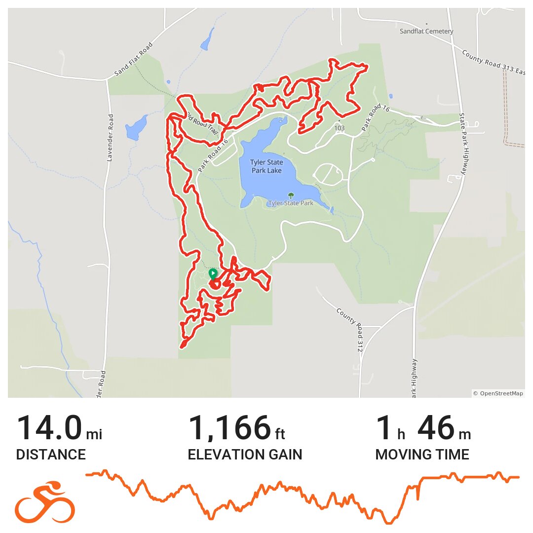 Tyler State Park · Ride with GPS