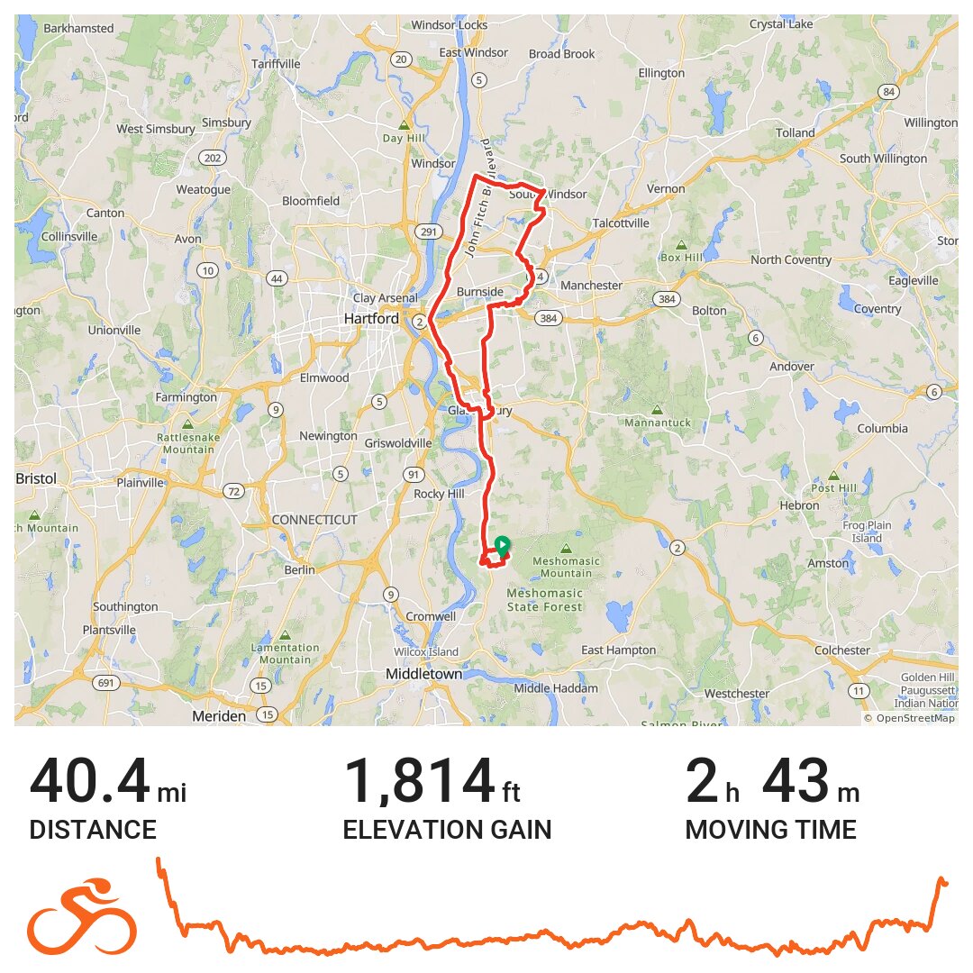 Glastonbury So Windsor 40 loop - A bike ride in Hartford, Connecticut